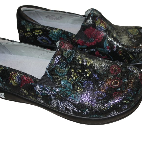 Alegria | Shoes | Alegria Keli Flower Butterfly Black Leather Clogs ...
